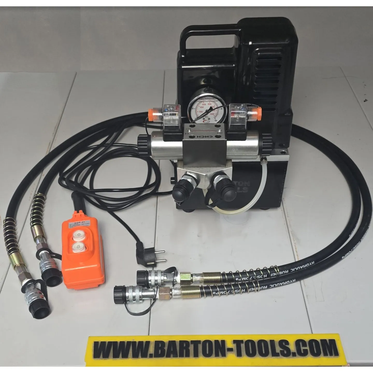 Portable Electric Hydraulic Pump 2L 620W Solenoid Double Acting QQ-700-2 BARTON | Electric ...
