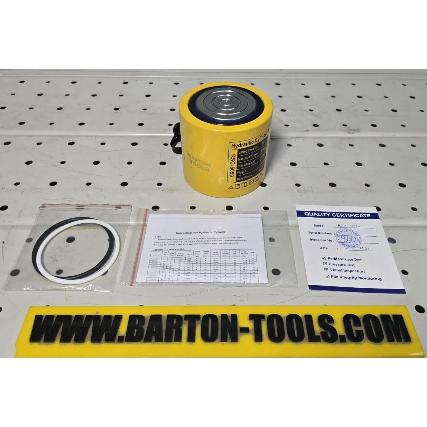 Single Acting Medium Height Hydraulic Cylinder 50 Ton 50mm Stroke RSC-5050 BARTON | Single ...